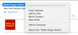 BEWARE: Wells Fargo & Zelle Fraudulent Email - Business Websites that ...